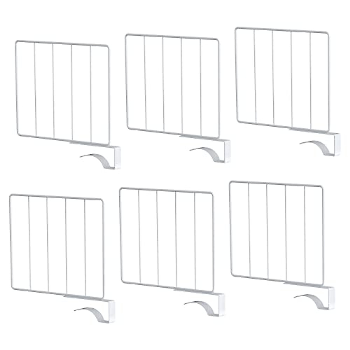 BTSD-home 6 Pack Shelf Dividers for Organization and Storage Metal Closet Dividers for Wooden Shelves in Cabinet Kitchen Bedroom and Office