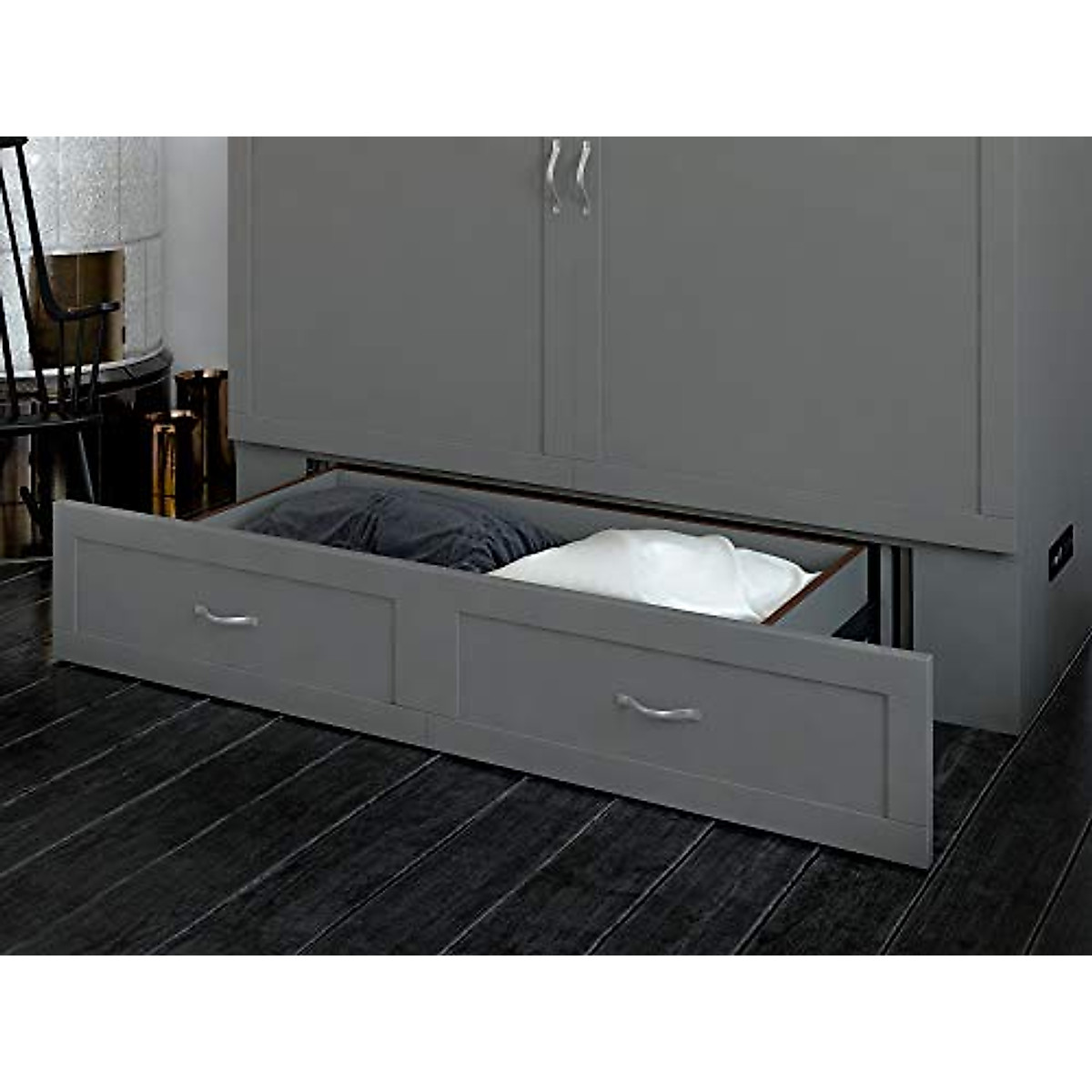 AFI Hamilton Murphy Bed Chest with Charging Station & Mattress Queen Grey