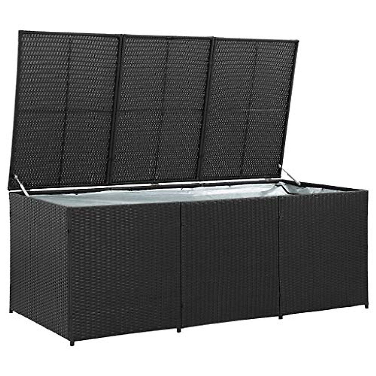 Canditree Outdoor Large Storage Box, Storage Contrainer Rattan, Organizers for Garden Furniture Pillows Cushions (Black)