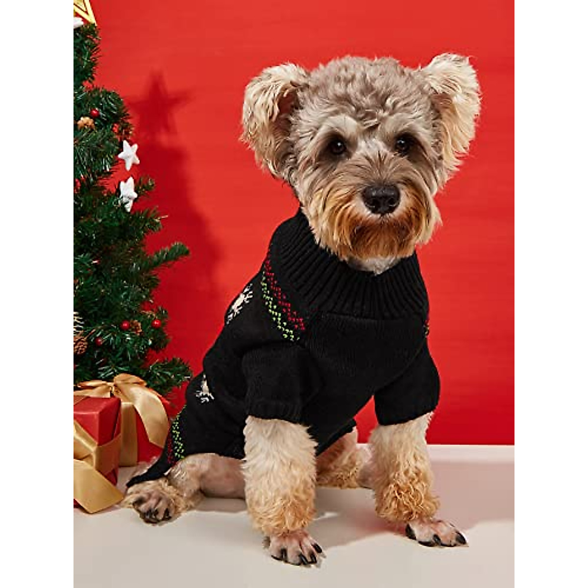 Mogoko Christmas Reindeer Dog Sweater Knitwear Cat Apparel Soft Thickening Warm Pup Dogs Shirt Winter Puppy Fleece Sweater for Xmas Cold Winter