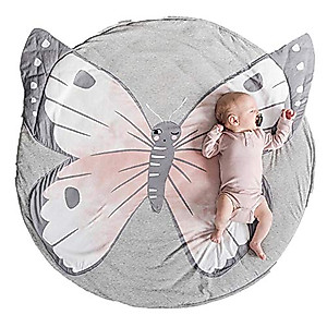 ABREEZE Butterfly Baby Round Play Pad Crawling Mat Butterfly Baby Blanket Butterfly Tummy Time Mat Rug for Kids Children Toddlers Bedroom