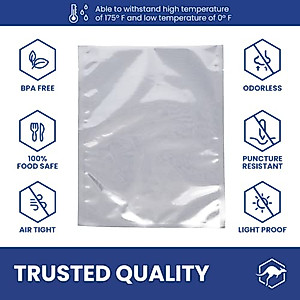 50x Wallaby 1-Pint Mylar Bag Bundle - (5 Mil - 6" x 8") Mylar Bags + 50x Labels - Heat Sealable, Food Safe, & Reliable Long Term Food Storage Solutions - Silver