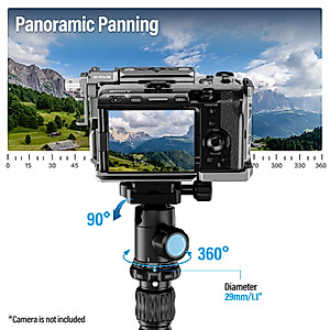 SIRUI Traveler 7C Camera Tripod 65.55 inches Carbon Fiber Arca Tripod with E-10 360° Panorama Ball Head and Arca Swiss Quick Release Plate Load Capacity Up to 17.6lbs, Convertible to Monopod