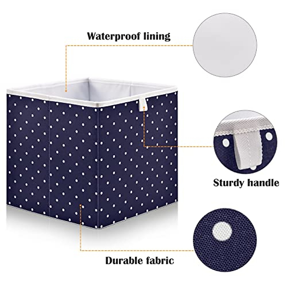 Kigai Blue White Dots Storage Baskets, 16x11x7 in Collapsible Fabric Storage Bins Organizer Rectangular Storage Box for Shelves, Closets, Laundry, Nursery, Home Decor