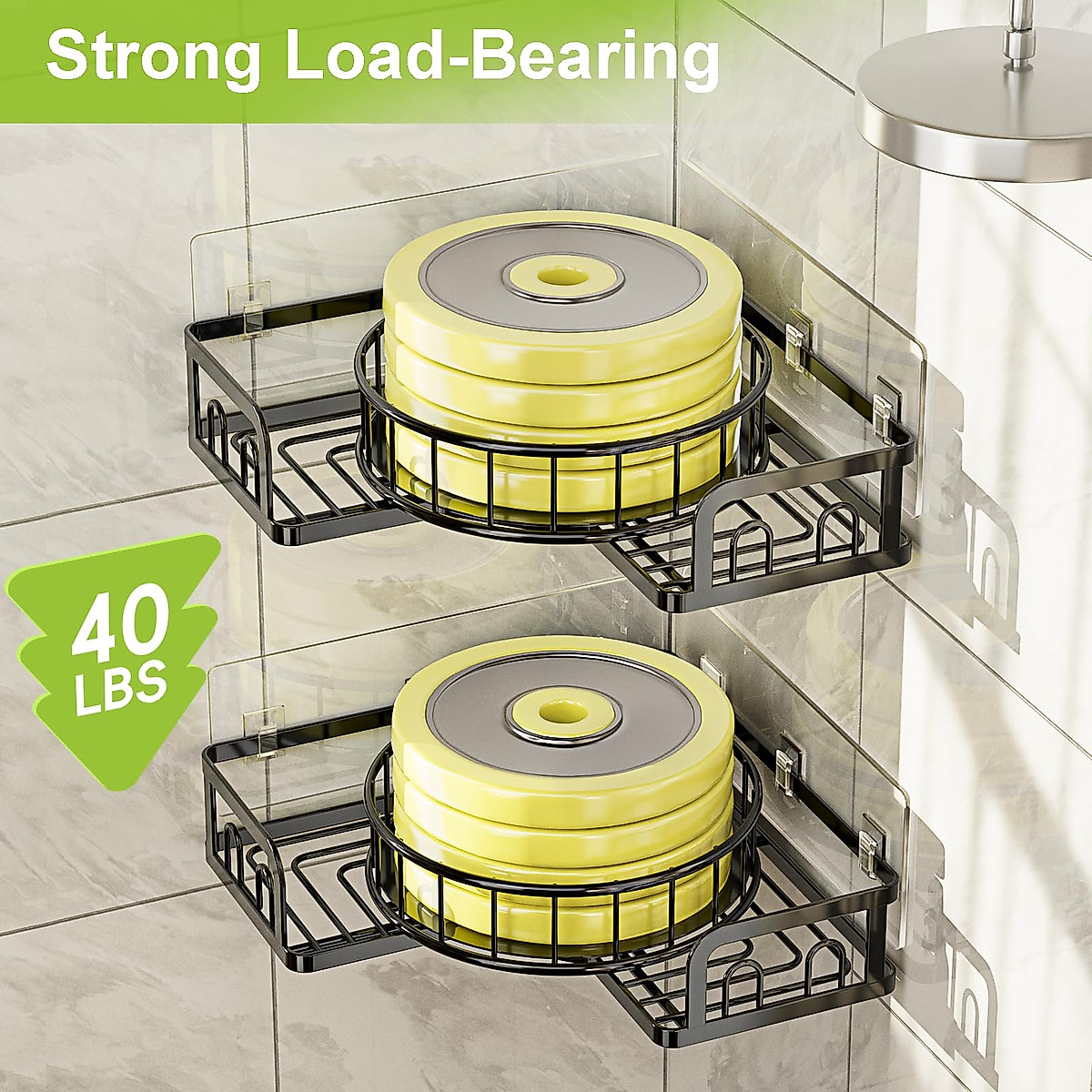 Lincordor Rotating Shower Caddy Corner, Stainless Steel Lazy Susan Turntable Shower Corner Shelf, Rustproof Spinning Bathroom Shower Organizer