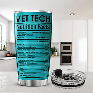 ZOXIX Veterinarian Coffee Tumbler Vet Tech Nutrition Facts Cup With Lid 20oz Stainless Steel Travel Mug Veterinary Technician Gift For Graduation Vet Appreciation Gifts For Girls