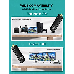 DARLYOR Wireless HDMI, Portable Wireless HDMI Transmitter and Receiver Extender (165Ft),5G/2.4G HDMI Adapter Converter for Streaming Video from Laptop/PC to Monitor/Projector/HDTV, Plug and Play