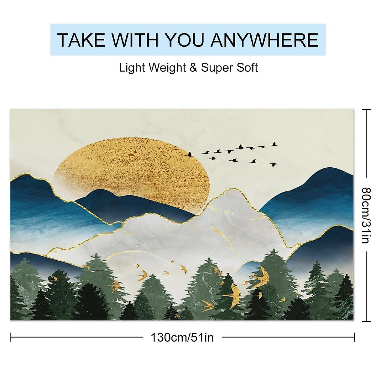 Brebasf Abstract Forest Mountain Oversized Lightweight,Extra Large Soft Beach Towels Retro Mid Century Boho Sun Sunset Marble Design Sauna Beach Gym 51W x31L