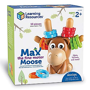 Learning Resources Max the Fine Motor Moose - 13 Pieces, Ages 2+ Toddler Learning Toys, Fine Motor Toy for Toddlers, Preschool Toys