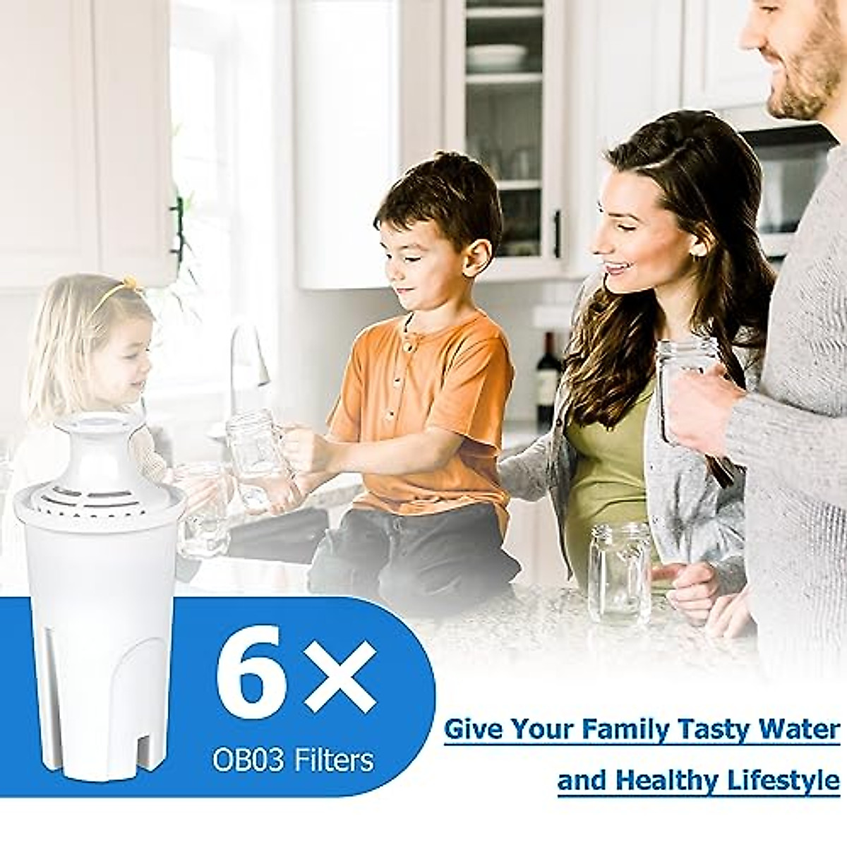 Replacement Pitcher Water Filter OB03 for Britta Pitchers and Dispensers (6 PACK) Water Pitcher Filter Compatible with Britta OB03 Classic 35557 Mavea 107007 by LUXRILIX