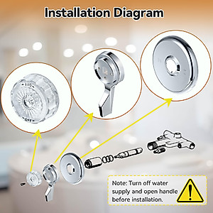 Dreyoo Replacement for MTR-5 Shower Trim Kit, Compatible with Mixet Tub and Shower Knob Replacement, 5-1/2 OD Escutcheon, Chrome Temperature Control Handle, Clear Volume Control Handle