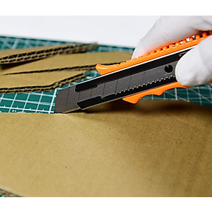 WEKOIL Utility Knives Retractable Box Cutter,18mm Wide Snap Off Blade Knife,11 Carbon Steel Blades,Hobby Art Paper Knives with Comfortable Handle,Heavy Duty for Office Home Garage Orange
