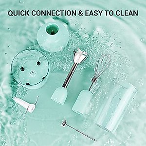 Immersion Hand Blender, ISILER 5-in-1 500-Watt Multi-Purpose Stick Blender with 860ml Food Chopper, 600ml Container, Milk Frother, Egg Whisk, 8-Speed for Puree Infant Food Smoothies Soups
