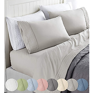 Elegant Comfort Luxury Best, Soft Coziest 4-Piece Bed Sheet Set! 1500 Premier Hotel Quality |Quilted Design on Flat Sheet and Pillowcases| Wrinkle Free, 100%, Queen, Dusty Rose