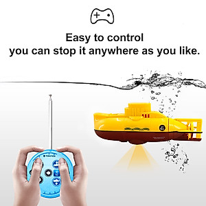 GoolRC Mini RC Submarine Remote Control Boat Waterproof Diving Toy Gift for Kids Boys and Girls (Yellow)
