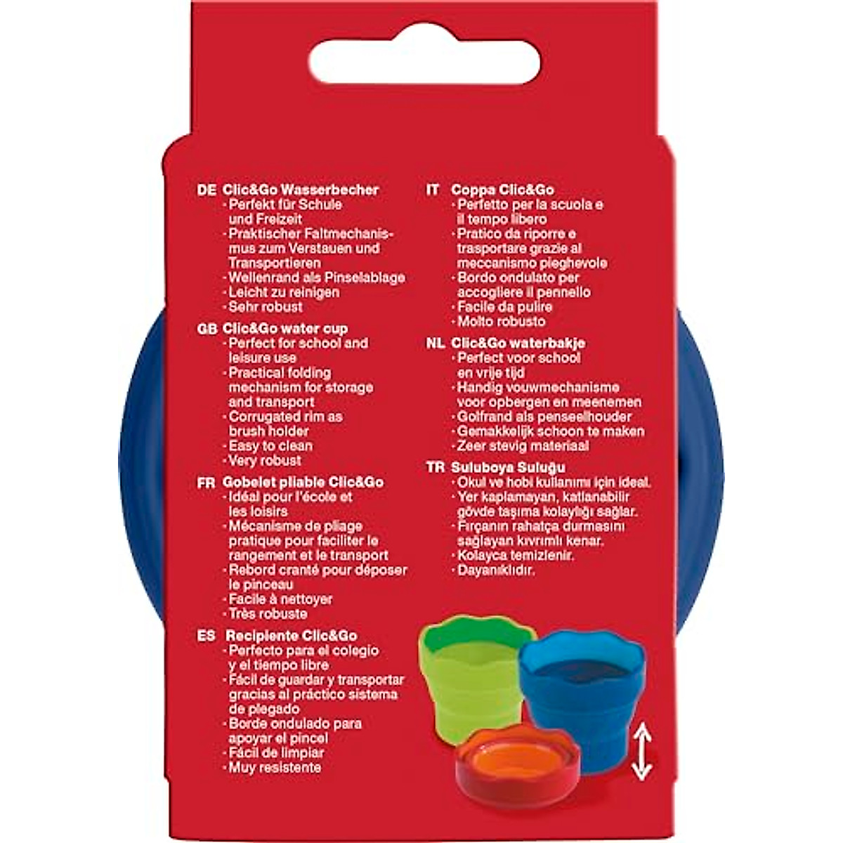 Faber-Castell Clic & Go Portable Paint Water Cup with Brush Holder, Turquoise - Collapsible Paint Brush Cleaner Rinse Cup, Travel Friendly Painting Accessories, 1 Count (Pack of 1)