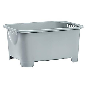 Glad Kitchen Sink Wash Basin for Dishes | Large Plastic Tub with Drain Plug | Multipurpose Dishpan for Cleaning Tableware | Sinkware Accessories, Grey
