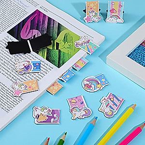 40 Pieces Unicorn Magnetic Bookmarks Magnet Page Markers Book Markers Clip Set for Girls Teachers Students Reading Book Lovers Office Classroom Supplies