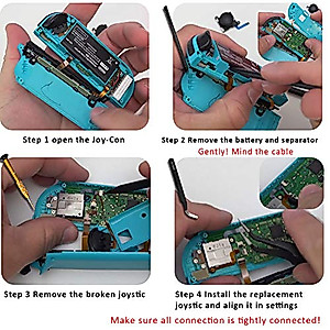 Joycon Joystick Replacement 4 Pack for Fix Drift Nintendo Switch Joy-Con Controller & Switch Lite Joystick Replacement Left/Right Analog Thumb Stick, Metal Latch, Include Y1.5 Screwdrivers