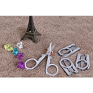 Shapenty Stainless Steel Folding Portable Travel Scissors Foldable Paper String Craft Shred Scissors, 4 Pack