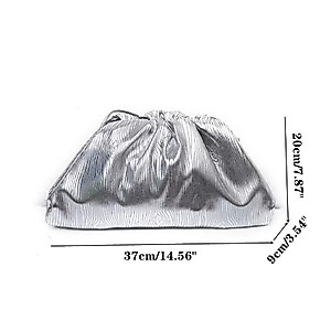 Women Dumpling Crossbody Large Bag Cloud Evening Bag Sparkly Clutch Purses Shoulder Bag Drawstring Strap Crossbody Bag (silver)