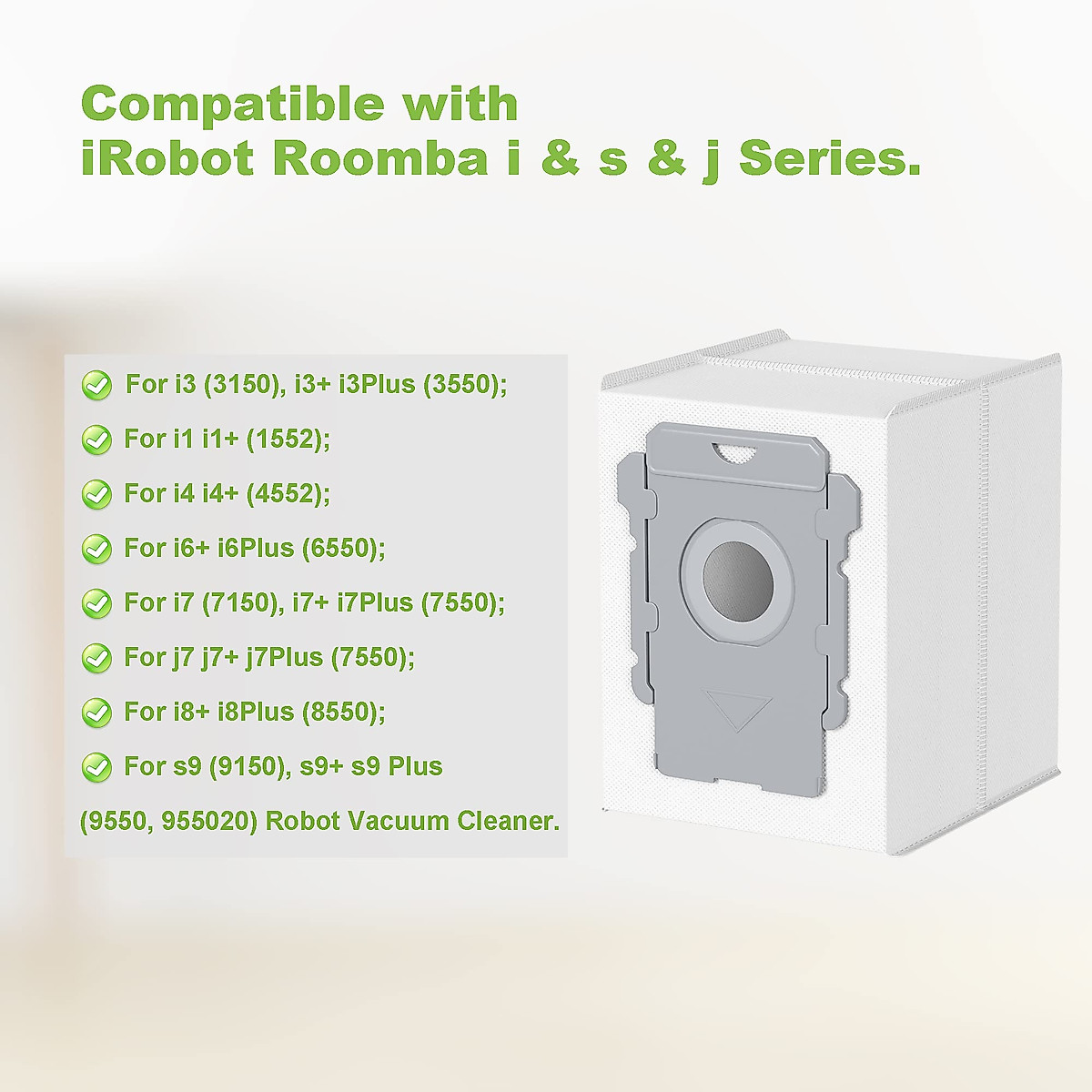 MERUYOO 12-Pack Vacuum Bags Compatible with iRobot Bags- Replacement Bags for iRobot Vacuum Bags i, s, j Series - MERUYOO Vacuum Bags for i robot Roomba bag i3+, i1+, i4+, i6+, i7+, j7+, i8+ and s9+ B