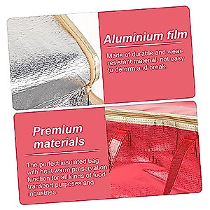 GRIRIW Insulated Bag Pizza Carrier Bag Warmer Bags Food Decor Insulated Food Bag Insulated Pizza Bag Cooler Bags Insulated for Travel Decorative Thermal Food Bag Film Red