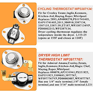 2024 UPGRADED 279838 4531017 W10724237 Dryer Heating Element Kit for Whirlpool Kenmore Maytag Dryer MEDX655DW1 WED4815EW1-3977393 & 3392519 Thermal Fuse 3977767 Thermostat 3387134 Cycling Thermostat