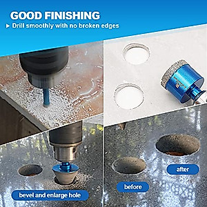 Diamond Core Drill Bit Set - BRSCHNITT Diamond Hole Saw Kit for Porcelain Tile Ceramic Marble Granite Drilling, 9pcs Diamond Drill Bits 6/8/10/20/25/32/35/50mm bits &1 3/8“ Chamfer bit