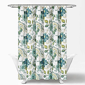 Lush Decor Floral Paisley Shower Curtain, 72" x 72", Blue