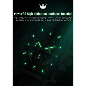 OLEVS Square Watches for Men Brown Leather Chronograph Fashion Business Watch Luminous Waterproof Casual Wrist Watches