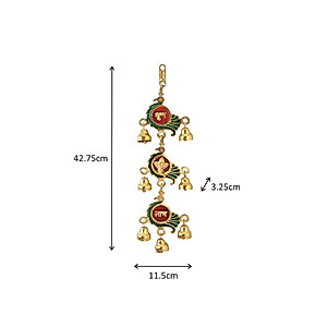 Handicrafts Paradise Hanging in Metal Peacock Shaped with Bells