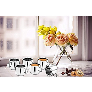 WhopperIndia Coffee Cup Espresso Cup Mug Set of 6 Double Wall Stainless Steel Tea Cups, Reusable & Dishwasher Safe