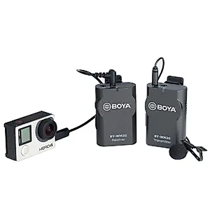 BOYA Wireless Microphone Lavalier for Smartphone Camera GoPro, BY-WM2G Mic for iPhone 11 10 X 8 8 Plus 7 6,Canon 6D 600D Nikon D800 D3300 Sony A7 A9 DSLR GoPro Hero4 Hero3 Hero3+ Action Cameras