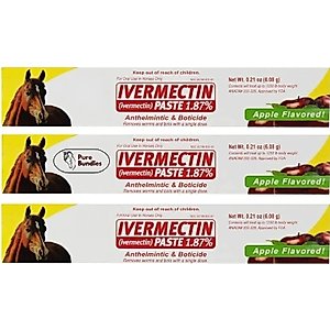 Pure Bundles Ivermectin Horse Wormer Paste - 6.08 Grams (3 Pack) + Sticker Included