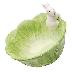 Rabbit Pattern Bowl Easter Candy Bowl Cute Cabbage Shaped Bowl Cartoon Ceramic Bowls Salad Bowls Soup Bowls Rice Bowls Snack Appetizers Nut Dish Easter Table Decor Gift
