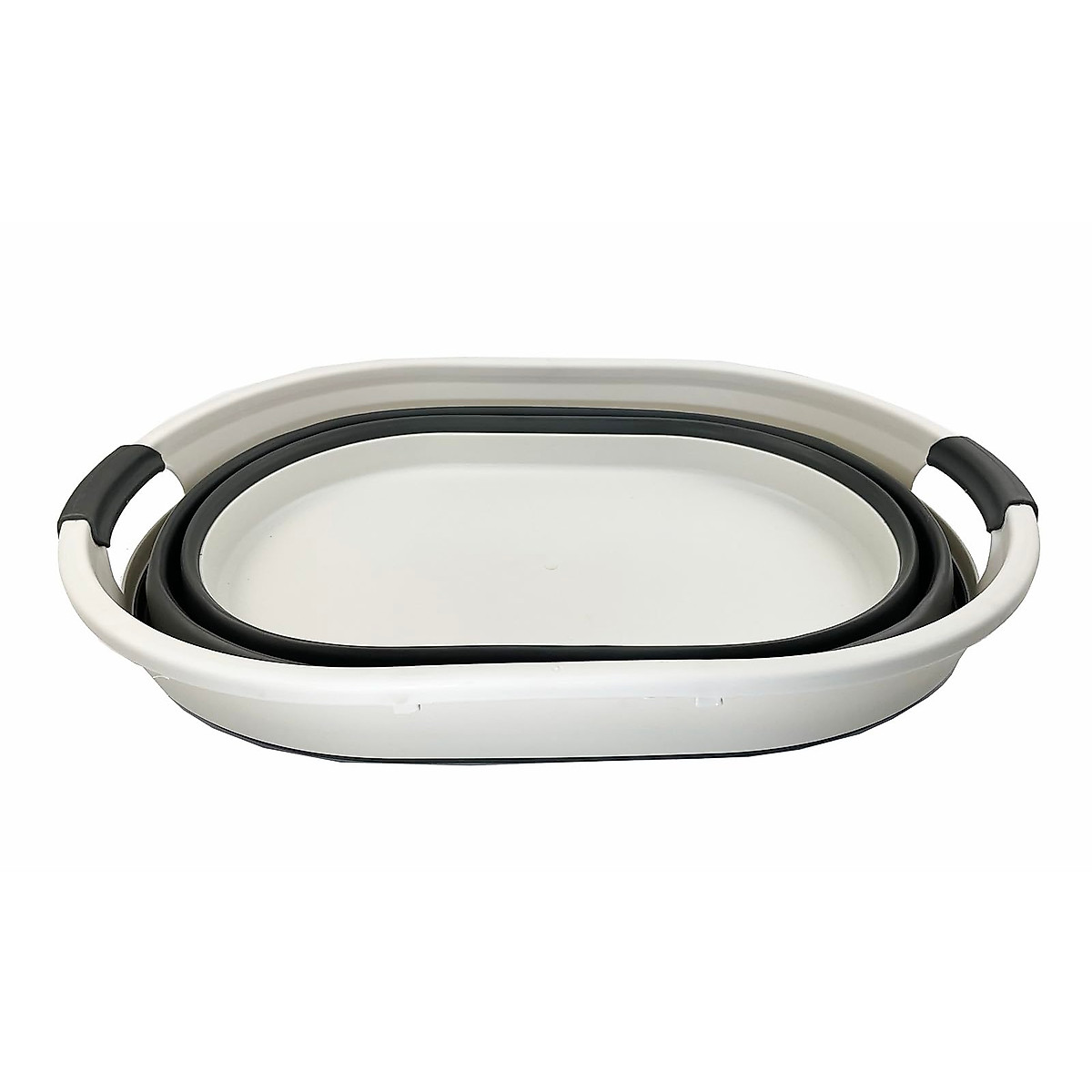 SAMMART 39L (10.3 gallons) Collapsible Plastic Laundry Basket - Foldable Washing Tub - Easy Storage & Pop Up Saving (Grey/Washed Black)