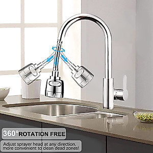 Sink Faucet Attachment, Movable Kithchen Faucet Head 360° Rotatable Faucet Sprayer Head Replacement Water Saving Faucet Extender,Anti -Splash,3 Modes, Chrome Faucet Head for Kitchen and Bathroom