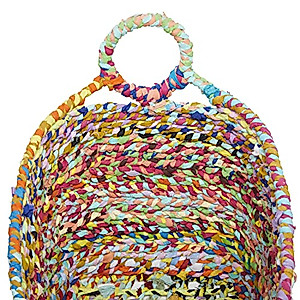 CosmoLiving by Cosmopolitan Cotton Round Storage Basket with Handles, Set of 2 16", 14"H, Multi Colored