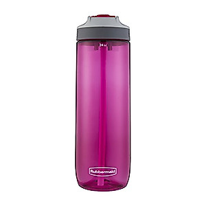 Rubbermaid Leak-Proof Sip Water Bottle, 24 oz, Tart Pink