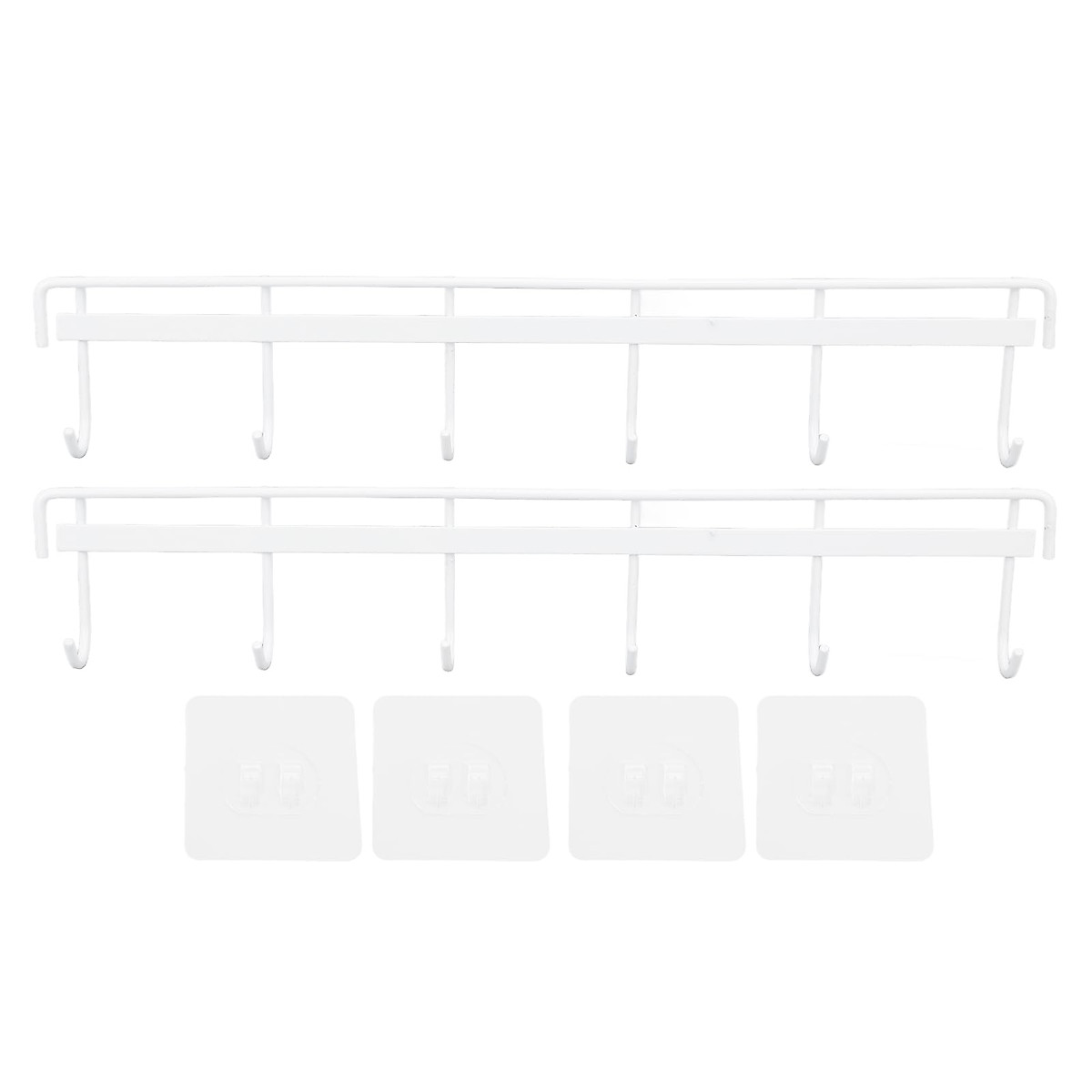 Okuyonic Wall Mounted Coat Rack, 304 Stainless Steel Simple Easy Installation Decorative 2pcs Rust Proof Coat Rack for Bedroom for Bathroom (6 Hooks 2 White)