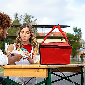 UPKOCH 2pcs Insulated Reusable Grocery Bags Thermal Cake Bags Delivery Cooler Bag Collapsible Picnic Tote Bag Carrier Delivery Bag for Cake Ice Cream Red 30cm