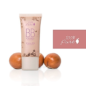 100% PURE BB Cream Shade 20 Aglow Full Face Coverage Skin Care & Glow - All-In-One Primer Concealer & Foundation Makeup - Shimmery, Dewy Youth Medium Color w/Warm Undertone - Vegan - 1 Fl Oz