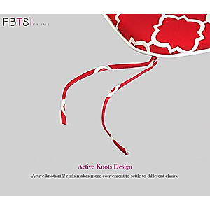 FBTS Prime Outdoor Seat Cushions Set of 2 Patio Chair Cushions with Ties 16x17 Inch Red Geometry U-Shape Chair Pads for Outdoor Patio Furniture Garden Home Office