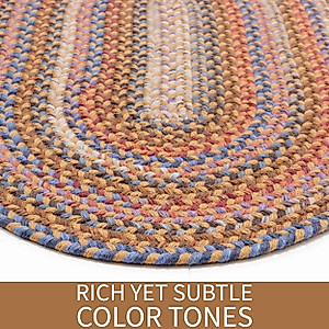 Super Area Rugs Premium Wool Braided Rug - Soft & Reversible Woven Rug- Made in USA - Neutral Rug, 4' X 4' Round