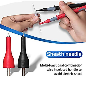 Multimeter Test Leads Kit,HANDSKIT 16 Pieces Testing Lead with Alligator Clips Stackable Banana Plug Test Hook Replaceable Gold-Plated Multimeter Needle Probes and Back Probe Pins