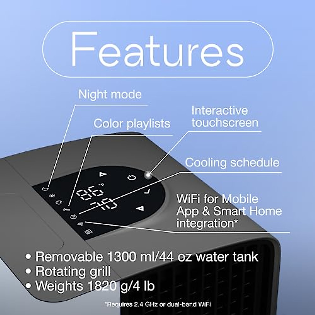 Evapolar evaSMART Personal Evaporative Air Cooler and Humidifier and Portable Air Conditioner EV-3000, Stormy Grey