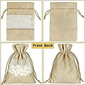 HRX Package Burlap Sheer Bags 5x7 inches, 12pcs Jute Fabric Drawstring Gift Bag Jewelry Pouches for Candy Wedding Party Favor Christmas