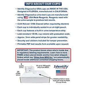 Identify Diagnostics USA Drug Screen Test - 5 Pack - Made In USA 14 Panel CLIA Waived Instant Urine Drug Test Kit with 6 Adults for AMP,BAR,BUP,BZO,COC,EDDP,MDMA,MET,MTD,OPI/MOP,OXY,PCP,TCA,THC