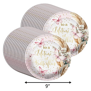Birthday Galore Butterfly Bridal Shower Party Supplies Large 9" Paper Plates in Bulk 32 Piece